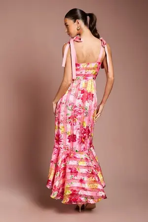 Coast Printed Organza Bow Maxi Dress