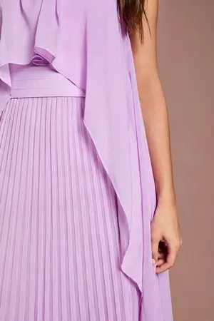 Coast Cape Sleeve Pleated Maxi Dress