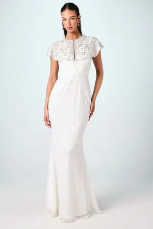 Coast Embellished Beaded Bridal Cape