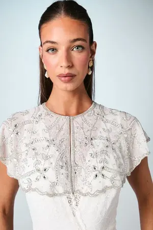 Coast Embellished Beaded Bridal Cape