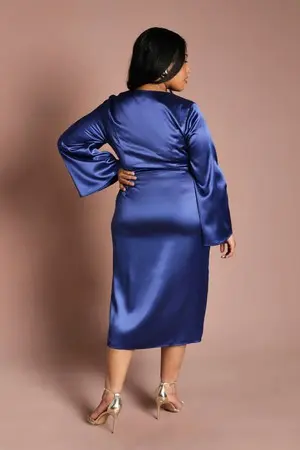 Coast Plus Satin Flared Sleeve Wrap Dress