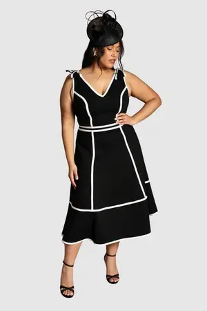 Coast Plus Ponte V-neck Midi Dress - Black