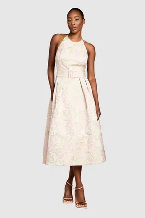 Coast Halter Neck Midi Dress - Neutral