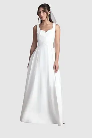 Coast Pleated Satin Maxi Gown - Ivory