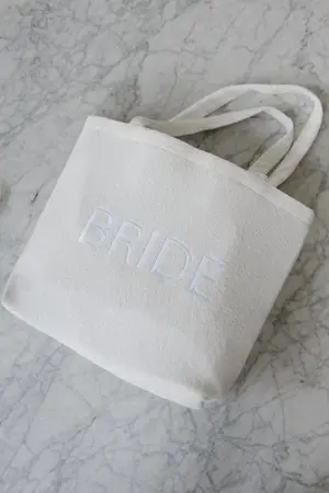 UNTAMED PETALS Terry Cloth Tote - White