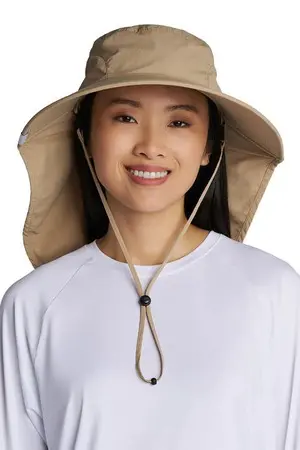 Coolibar Safeshade Hat Wide Brim Sun Hat - Tan