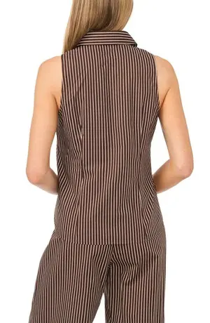 Halogen Striped Sleeveless Button-up Shirt