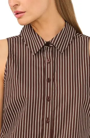 Halogen Striped Sleeveless Button-up Shirt
