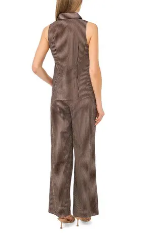 Halogen Striped Sleeveless Button-up Shirt