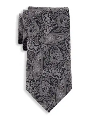 OAK HILL PREMIUM BY DXL Big & Tall Fancy Paisley Tie - Grey