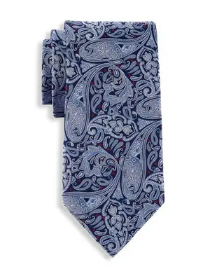 OAK HILL PREMIUM BY DXL Big & Tall Fancy Paisley Tie - Navy