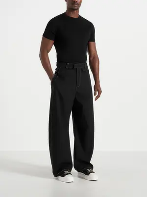 Manière De Voir Marceau Contrast Stitch Barrel Leg Pants