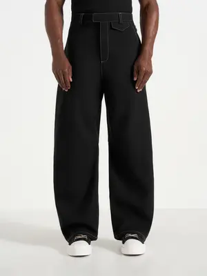 Manière De Voir Marceau Contrast Stitch Barrel Leg Pants