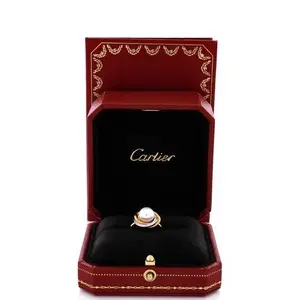 CARTIER Trinity Pearl Ring 18k Tricolor Gold With Pearl And Diamonds 14mm