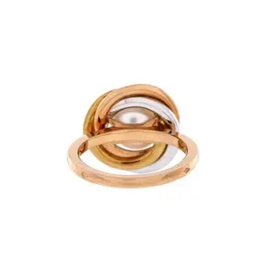 CARTIER Trinity Pearl Ring 18k Tricolor Gold With Pearl And Diamonds 14mm