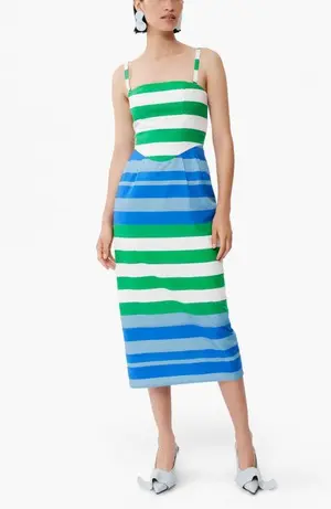 DE LORETA Ally Fitted Cotton Midi Dress