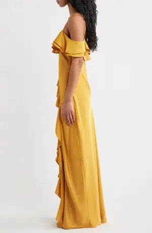 Lulus Aviva Cold Shoulder Maxi Dress