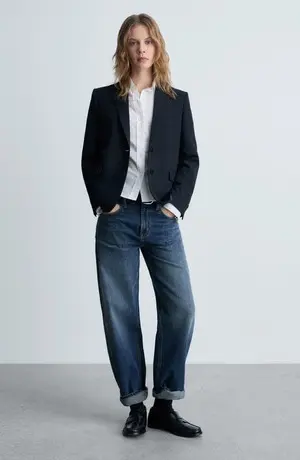 Mango Pinstripe Suit Blazer