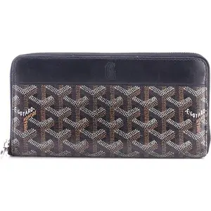 Goyard Matignon Zip Wallet Coated Canvas With Leather - Black