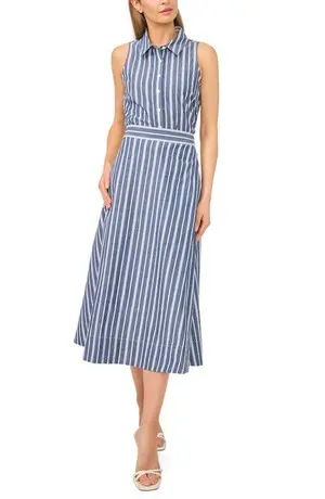 Halogen Striped Cotton Pull-on Midi Skirt