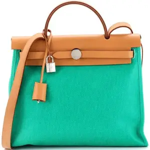Hermès Herbag Zip Berline Vache Canvas And Leather 31 - Green