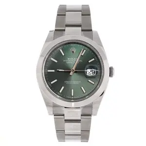 ROLEX Oyster Perpetual Datejust Mint Green Automatic Watch Stainless Steel 41