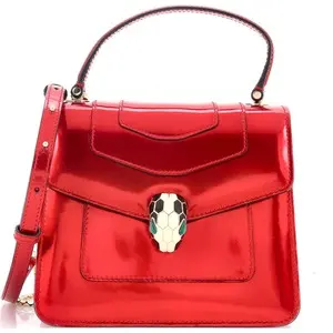 BVLGARI Serpenti Top Handle Bag Patent Small - Red