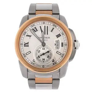 CARTIER Calibre De Automatic Watch Stainless Steel And Rose Gold 42 - Metallic Silver