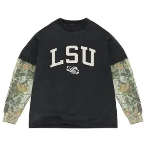 USCAPE APPAREL Camo Lsu Tigers Back Bay Twofer Heavyweight Long Sleeve T-shirt - Black