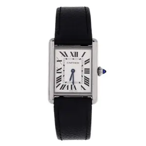 CARTIER Must De Tank Quartz Watch Stainless Steel And Leather 25 - Black