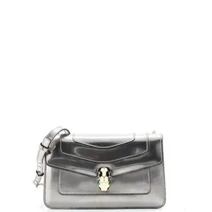 BVLGARI Serpenti Forever Shoulder Bag Metallic Leather Small - Metallic Silver