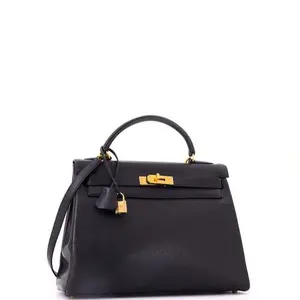 Hermès Kelly Handbag Ardennes With Gold Hardware 32
