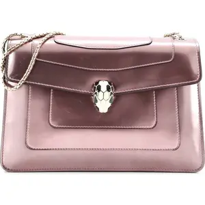 BVLGARI Serpenti Forever Shoulder Bag Patent Medium - Metallic Silver