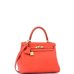 Hermès Kelly Handbag Orange Swift With Gold Hardware 25