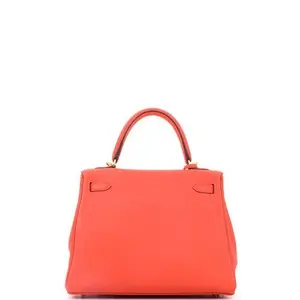 Hermès Kelly Handbag Orange Swift With Gold Hardware 25