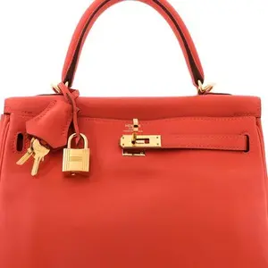 Hermès Kelly Handbag Orange Swift With Gold Hardware 25