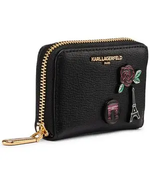 Karl Lagerfeld Paris Maybelle Rhinestones+patches Small Zip Around Wallet