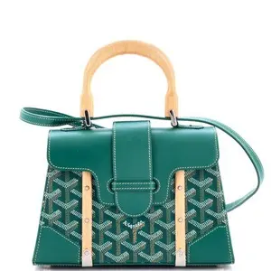 Goyard Structured Saigon Top Handle Bag Coated Canvas With Leather Mini - Green