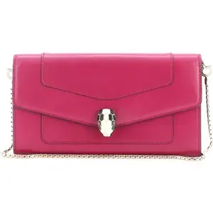 BVLGARI Serpenti Forever Wallet On Chain Leather Long - Pink