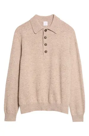 Eleventy Nepped Wool Polo Sweater