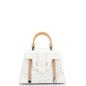 Goyard Saigon Top Handle Bag Coated Canvas With Leather Pm - White