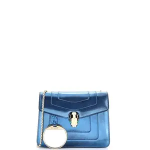 BVLGARI Serpenti Forever Square Shoulder Bag Metallic Leather Small