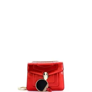 BVLGARI Serpenti Forever Square Shoulder Bag Metallic Leather Small