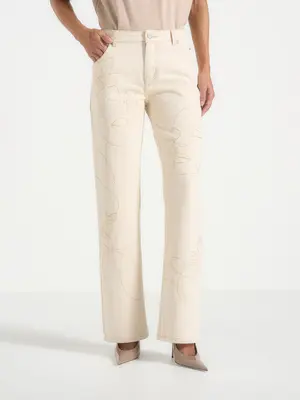 Manière De Voir Calista Line Art Straight Leg Jeans - Cream