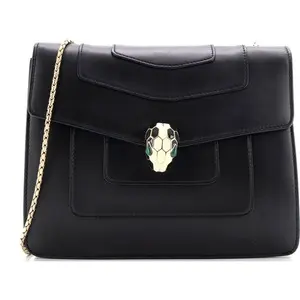 BVLGARI Serpenti Forever Square Shoulder Bag Leather Medium - Black