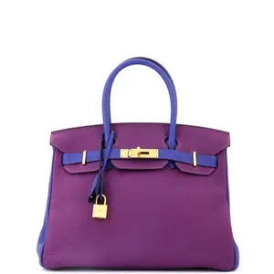 Hermès Birkin Handbag Bicolor Togo With Brushed Gold Hardware 30