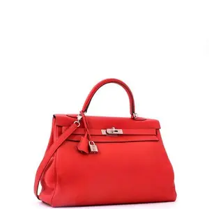 Hermès Kelly Handbag Togo With Palladium Hardware 35 - Red