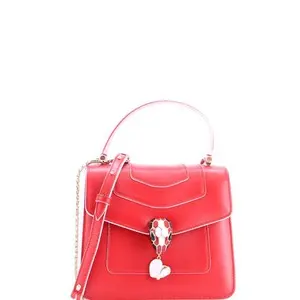 BVLGARI Serpenti Forever Dangle Top Handle Bag Leather Small - Red