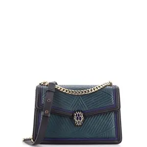 BVLGARI Serpenti Forever Shoulder Bag Quilted Leather Small - Green