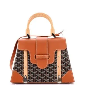 Goyard Saigon Top Handle Bag Coated Canvas With Leather Pm - Brown